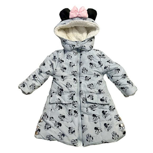 Disney | Jackets & Coats | Disney Minnie Mouse Sherpa Lined Puffer Coat ...